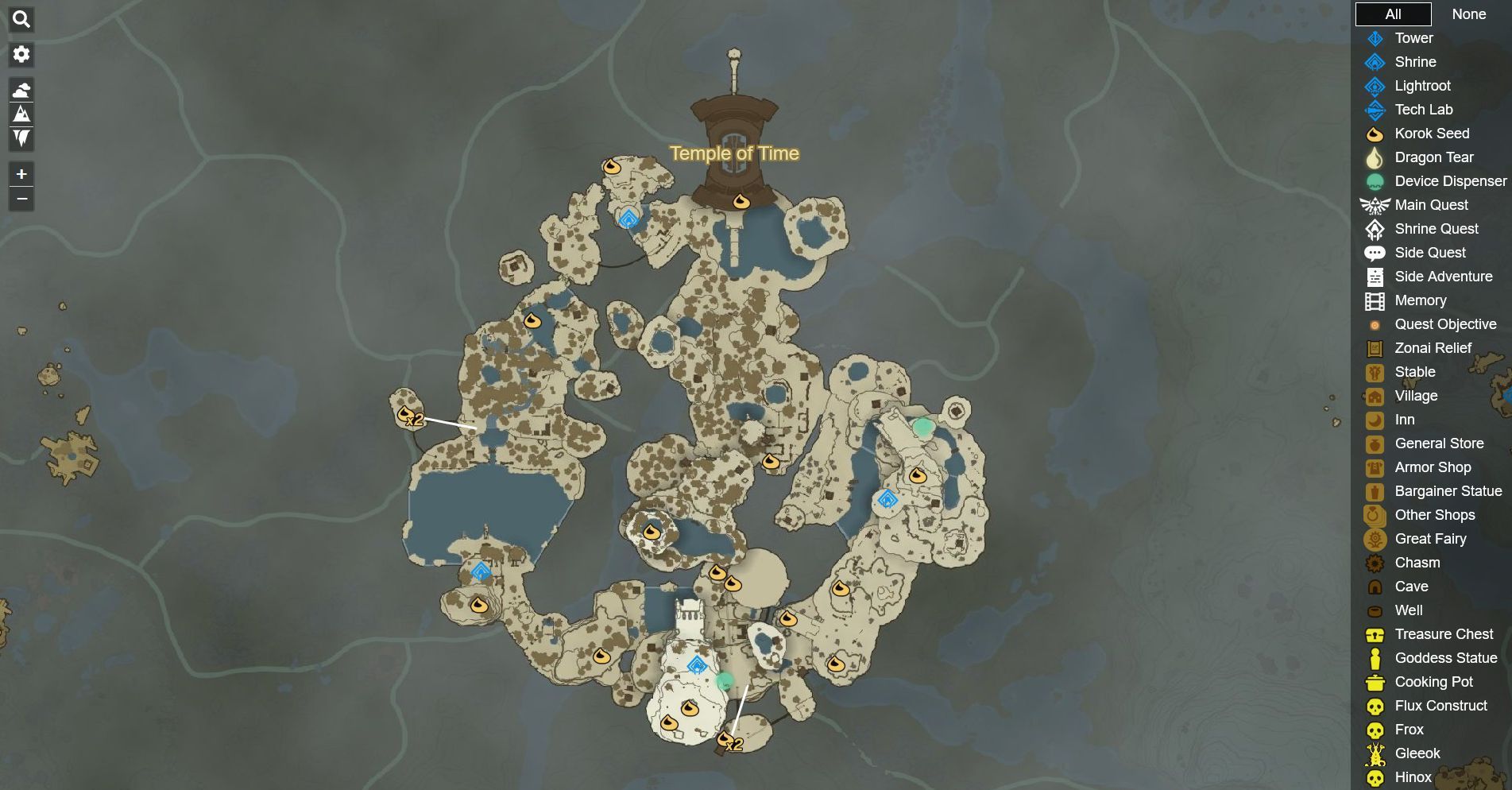 Zelda Interactive Maps Zelda: Breath Of The Wild (BotW) Alle